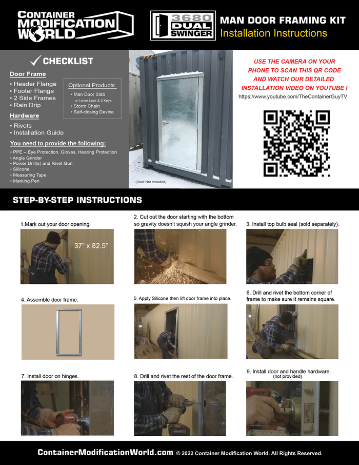 36" Steel Man Door & Frame Bundle (Slab, Lever, Sweep & Hinges)