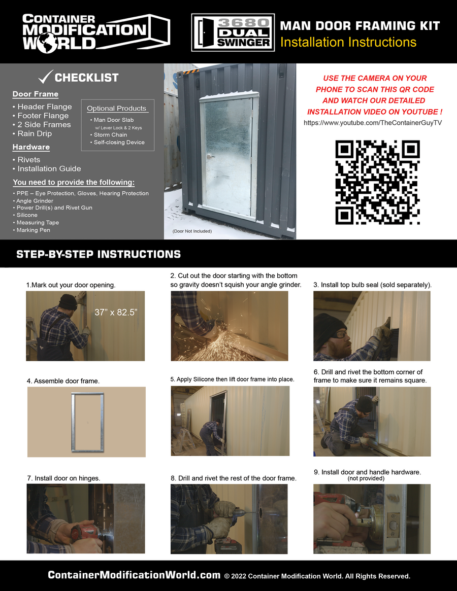 Steel Man Door & Frame Bundle (Slab, Lever, Sweep & Hinges)