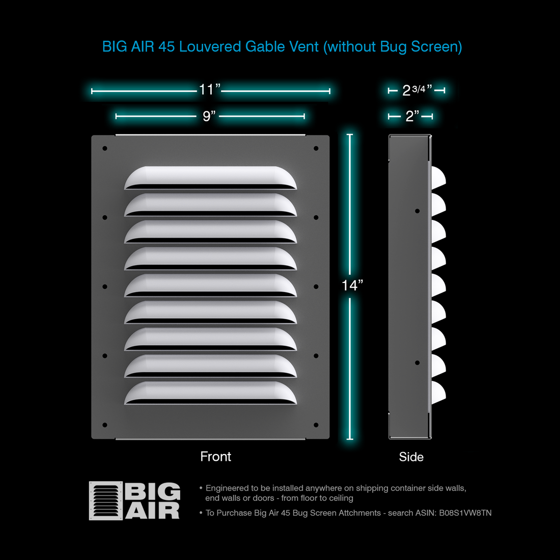 BigAir Passive Shipping Container Vent & Accessories
